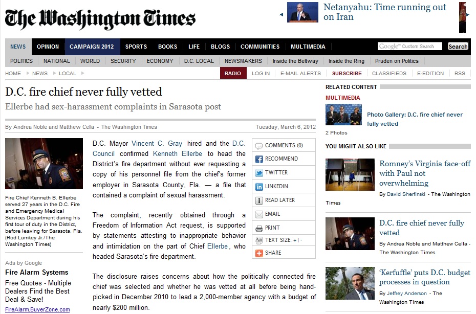 DC fire chief faced sexual harassment claim in Sarasota County, FL ...