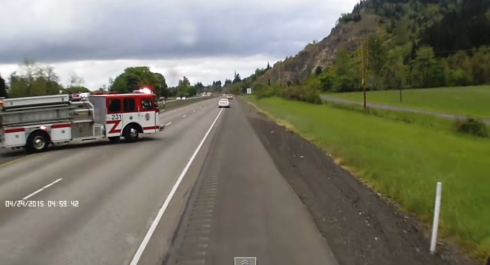 Caught on video: Truck driver's view of a fire engine U-turn on an ...