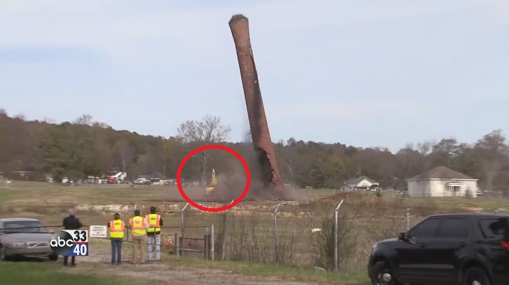 MUST SEE: Close call after two explosions failed to implode smokestack ...