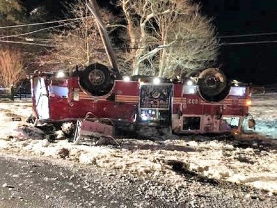 Virginia fire engine turns over returning from response - Statter911